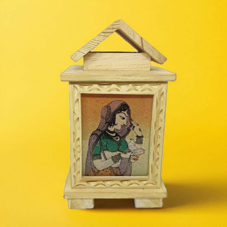 Handcrafted Multicolor Wooden Hut Shape Lamp - Unique Indian Artisan ...
